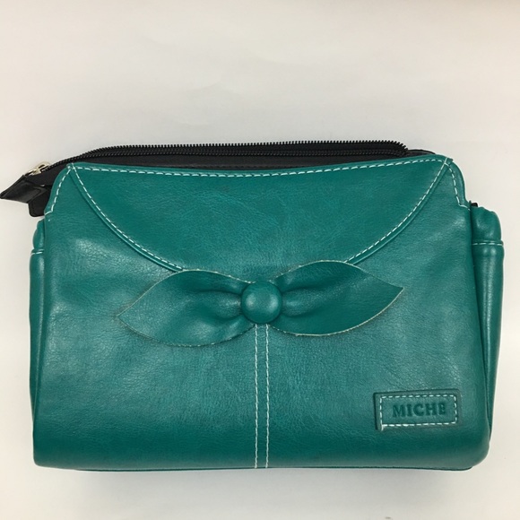 Miche | Bags | Miche Blue Thick Clutch W Bow And Side Pockets | Poshmark